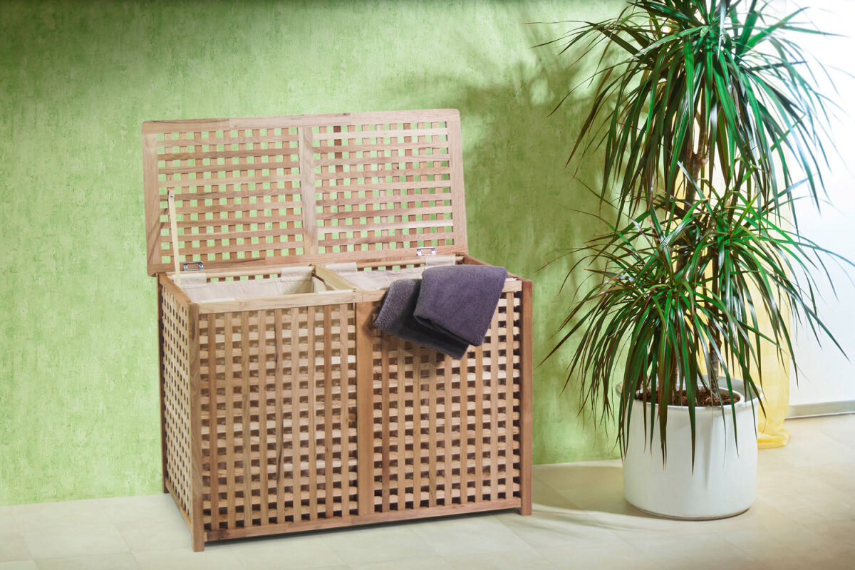 Dubbele wasmand van geolied walnoot, 75,90