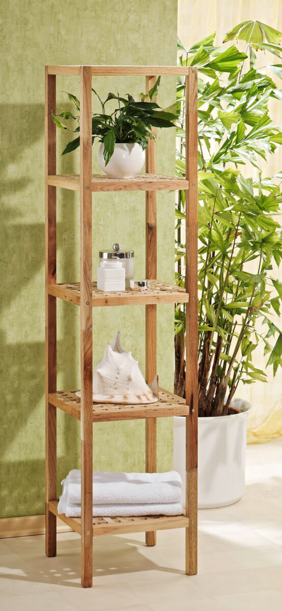 Regal, Badregal, 5 Lagen, Gitterdesign, Walnussholz - METRA XXL: Auss ...